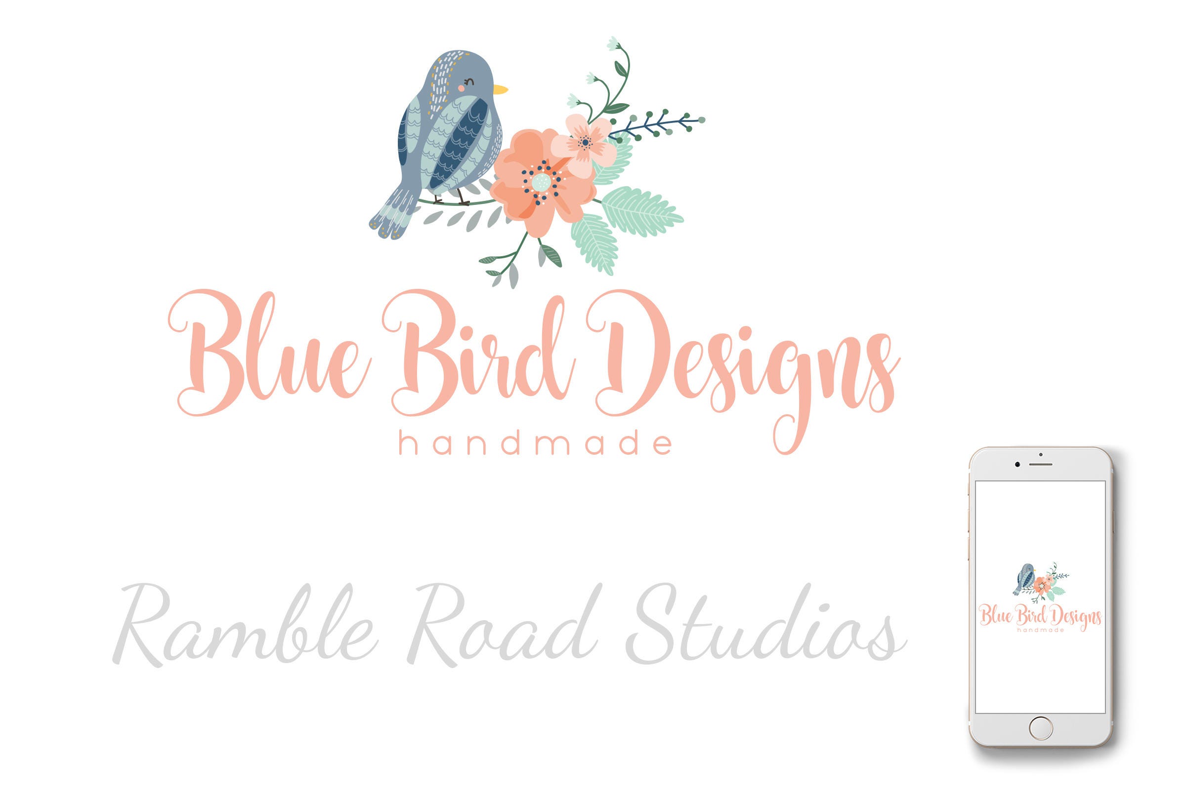 Blue Bird Premade Logo Web & Print Files Watermarks | Etsy