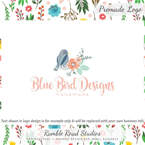Blue Bird Premade Logo Web & Print Files Watermarks | Etsy