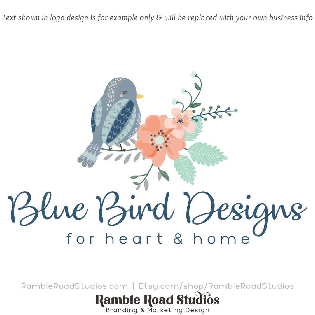 Blue Bird Premade Logo Web & Print Files Watermarks Limited Edition ...