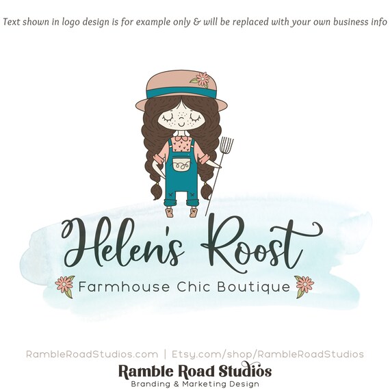Farm Girl Premade Logo Design Web Print Files Watermarks | Etsy