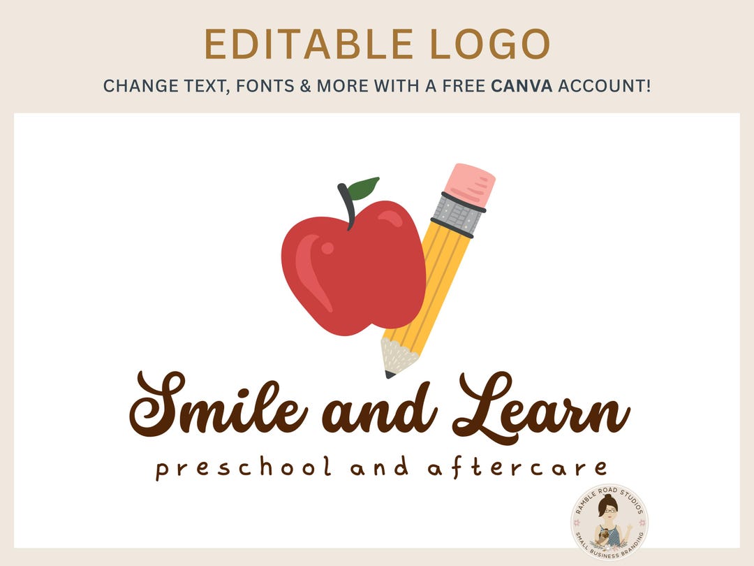 Editable Apple Pencil Logo Template: DIY Canva Design (digital Download ...