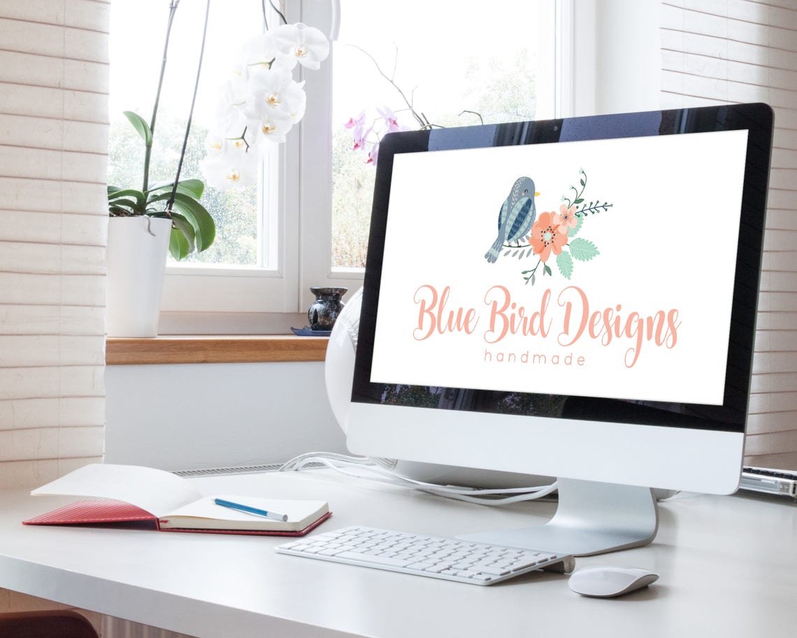 Blue Bird Premade Logo Web & Print Files Watermarks | Etsy
