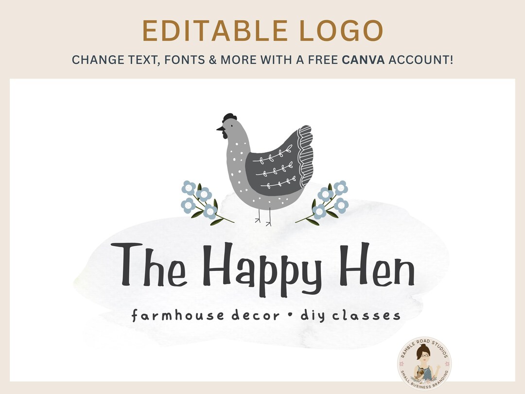 Hen Logo Design: Farmhouse Boutique Brand - Etsy