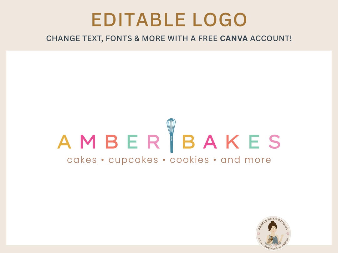 Editable Baking Whisk Logo Template: DIY Canva Design {digital Download ...