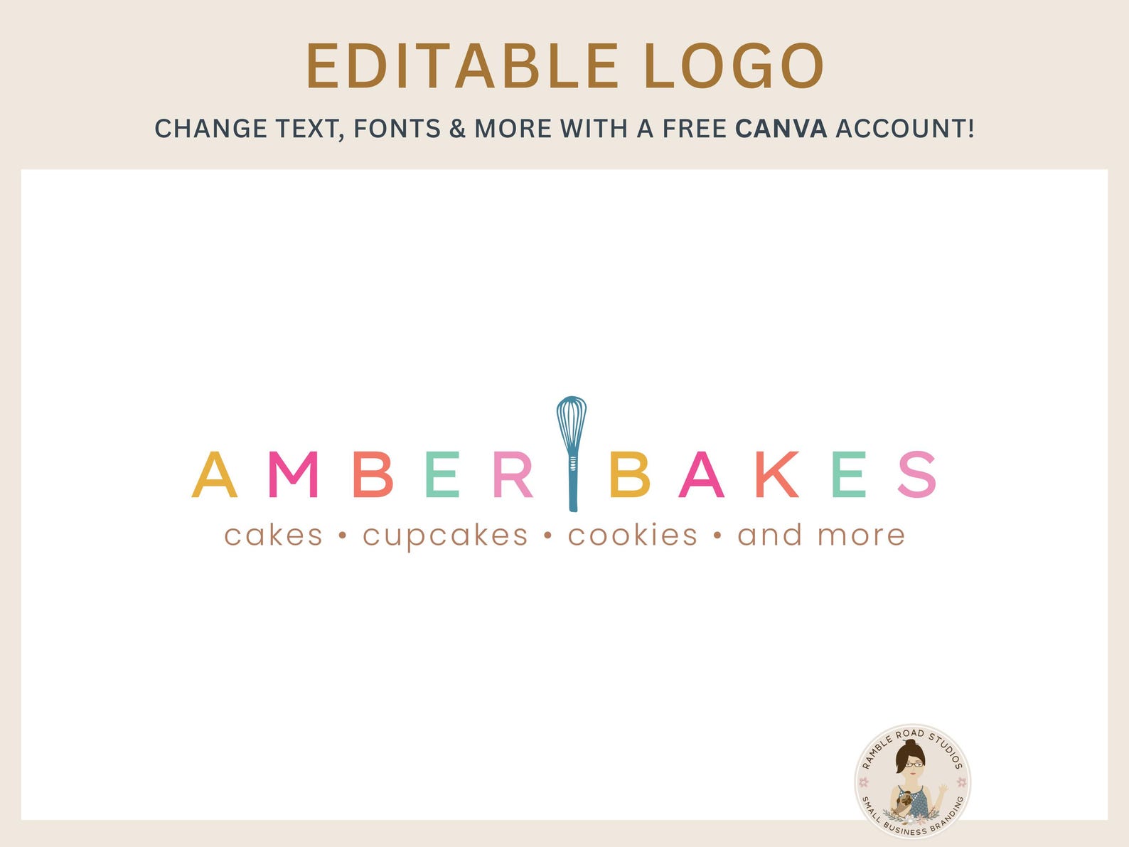 Editable Baking Whisk Logo Template: DIY Canva Design {digital Download ...