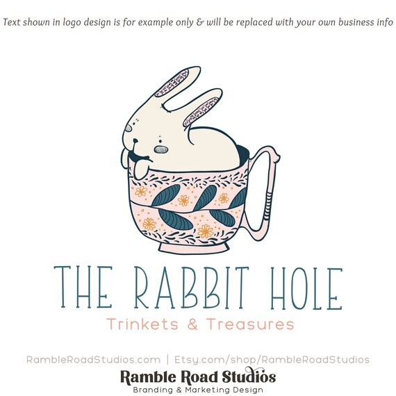 Rabbit & Teacup Logo Design Web Print Files Watermarks | Etsy