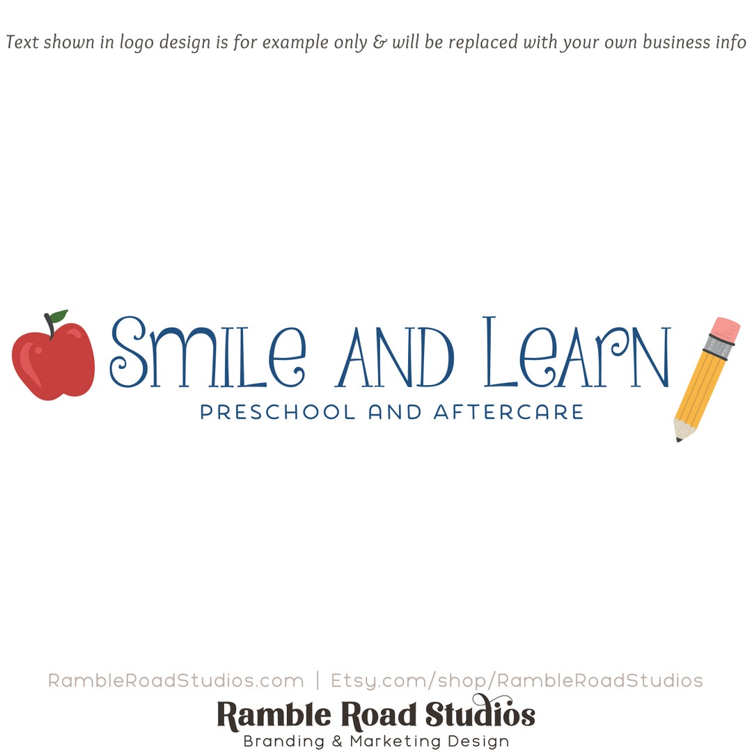 Apple & Pencil Logo Design Web Print Files Watermarks - Etsy