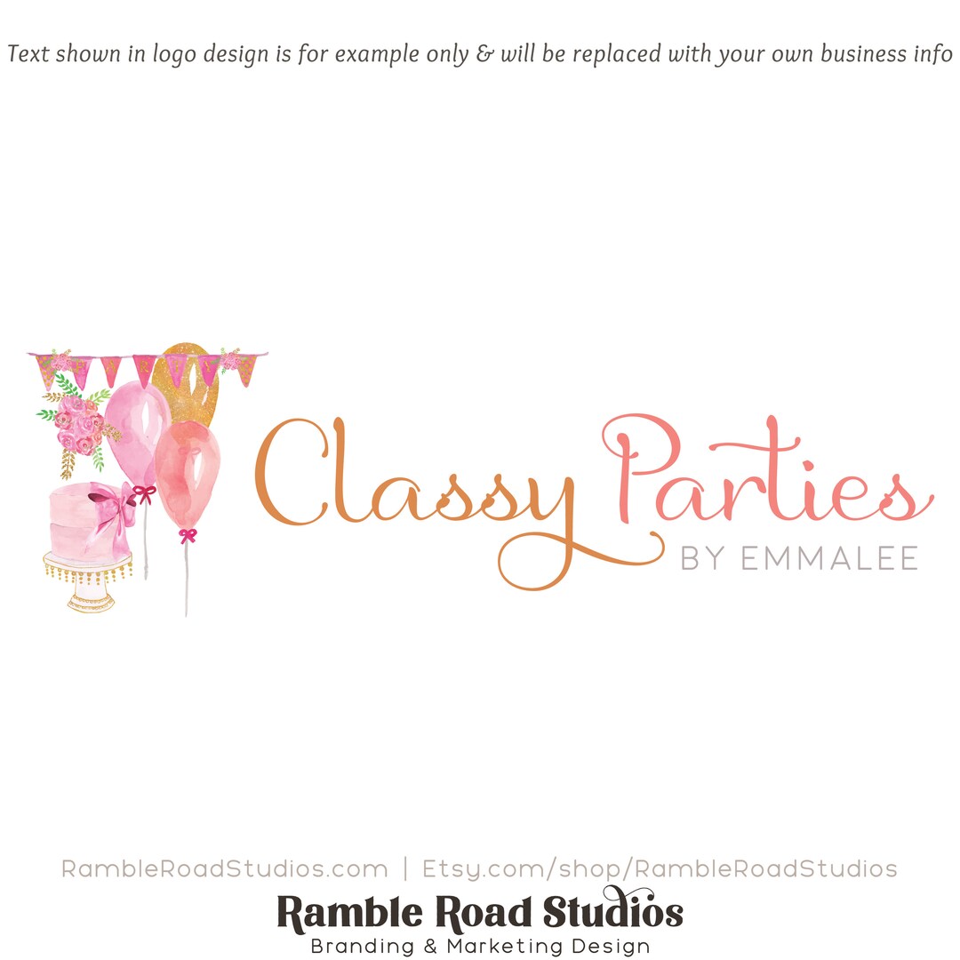 Watercolor Party Logo Design Web & Print Files Watermarks - Etsy