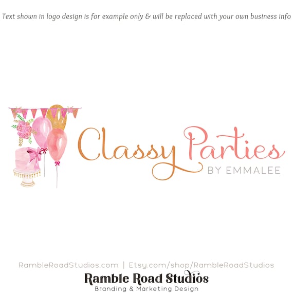 Watercolor Party Logo Design Web & Print Files Watermarks | Etsy