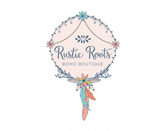 Boho Premade Logo Design Web & Print Files Watermarks | Etsy