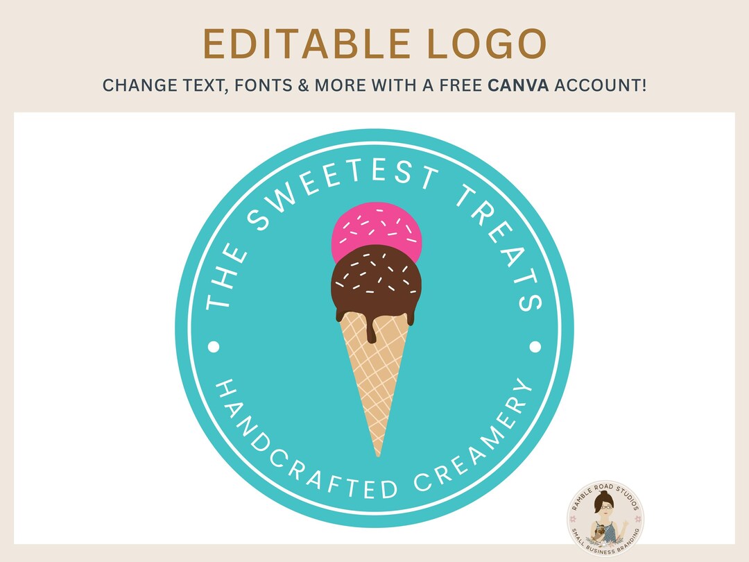 Editable Ice Cream Logo Design: Canva DIY (digital Download) - Etsy