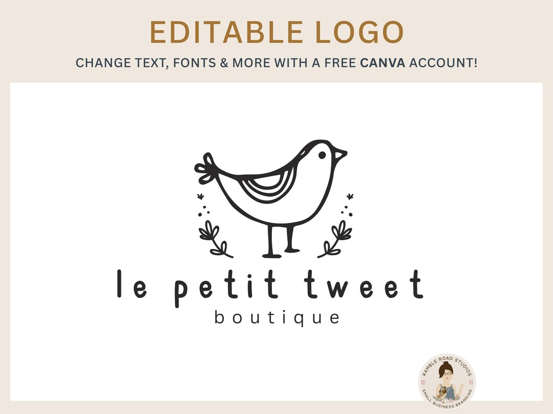 Editable Bird Logo Template: DIY Boutique Branding (canva Editable) - Etsy