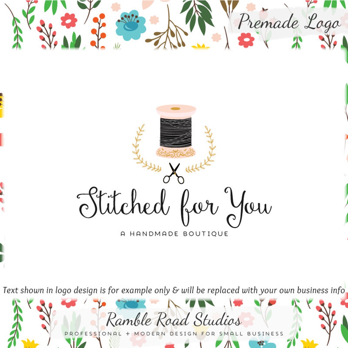 Thread Premade Logo Design Web & Print Files Watermarks | Etsy