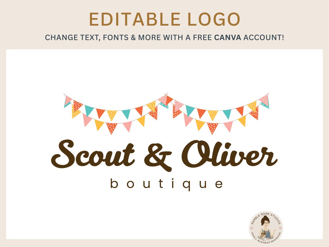 Bunting Premade Logo Design: Boutique Shop Branding - Etsy