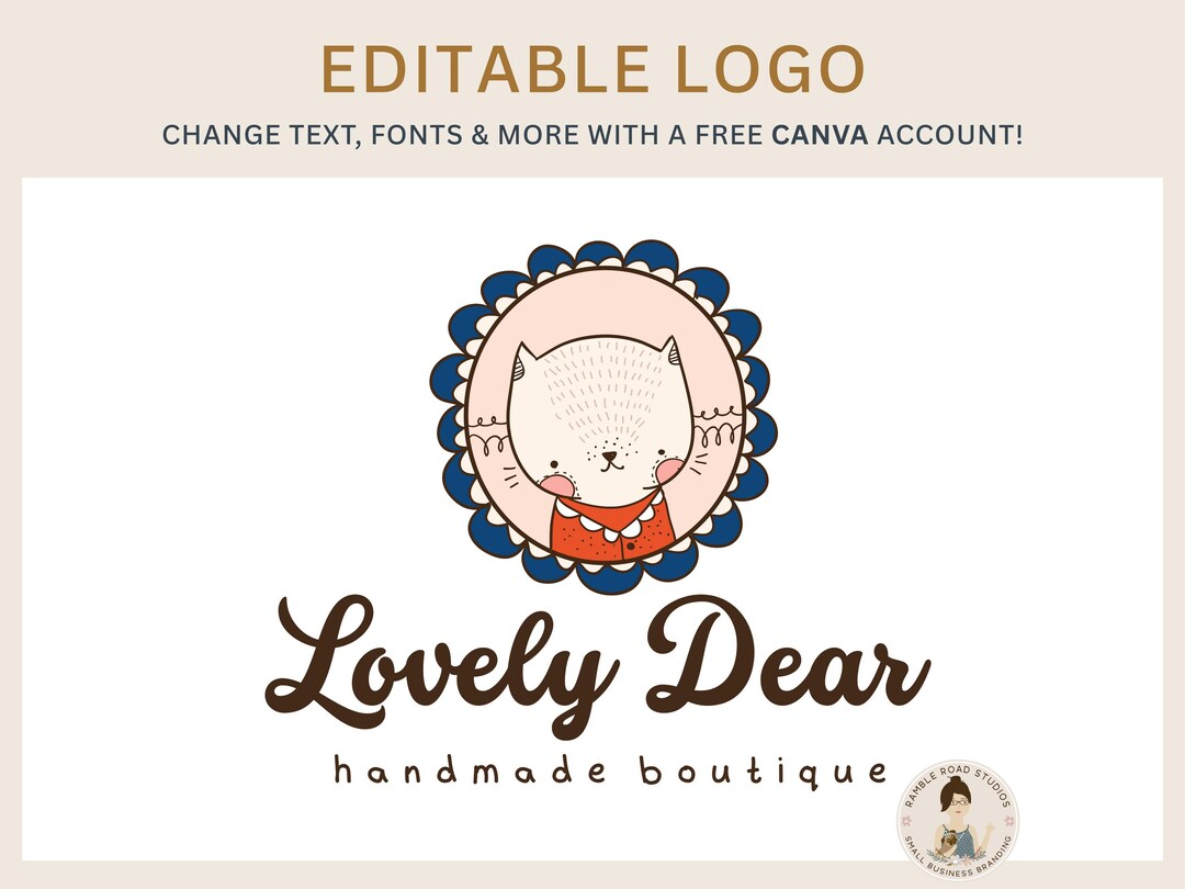 Editable Kitty Cat Logo Template: DIY Boutique Branding (canva Template ...