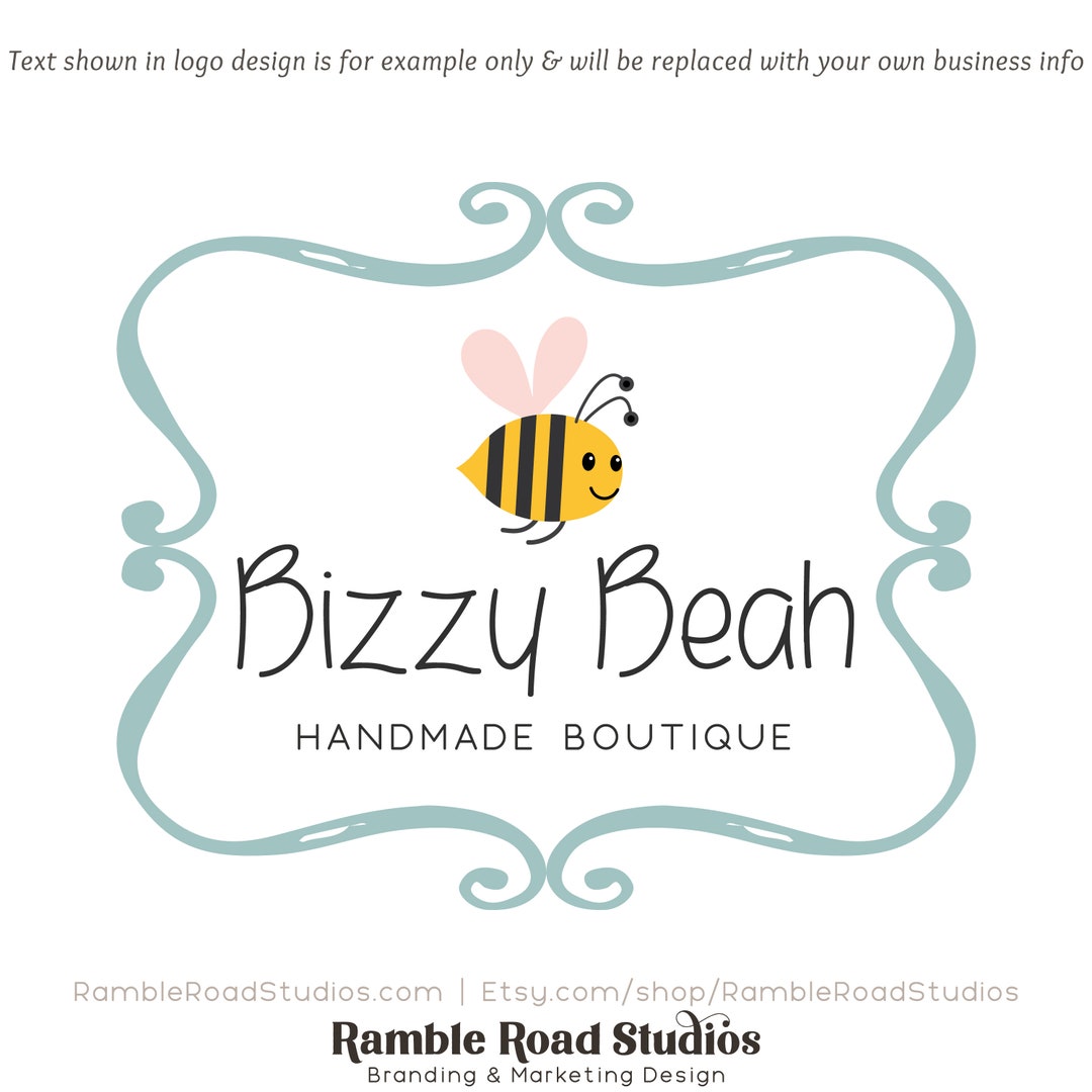 Happy Bee Logo Design & Blog Header Web Print Watermark - Etsy