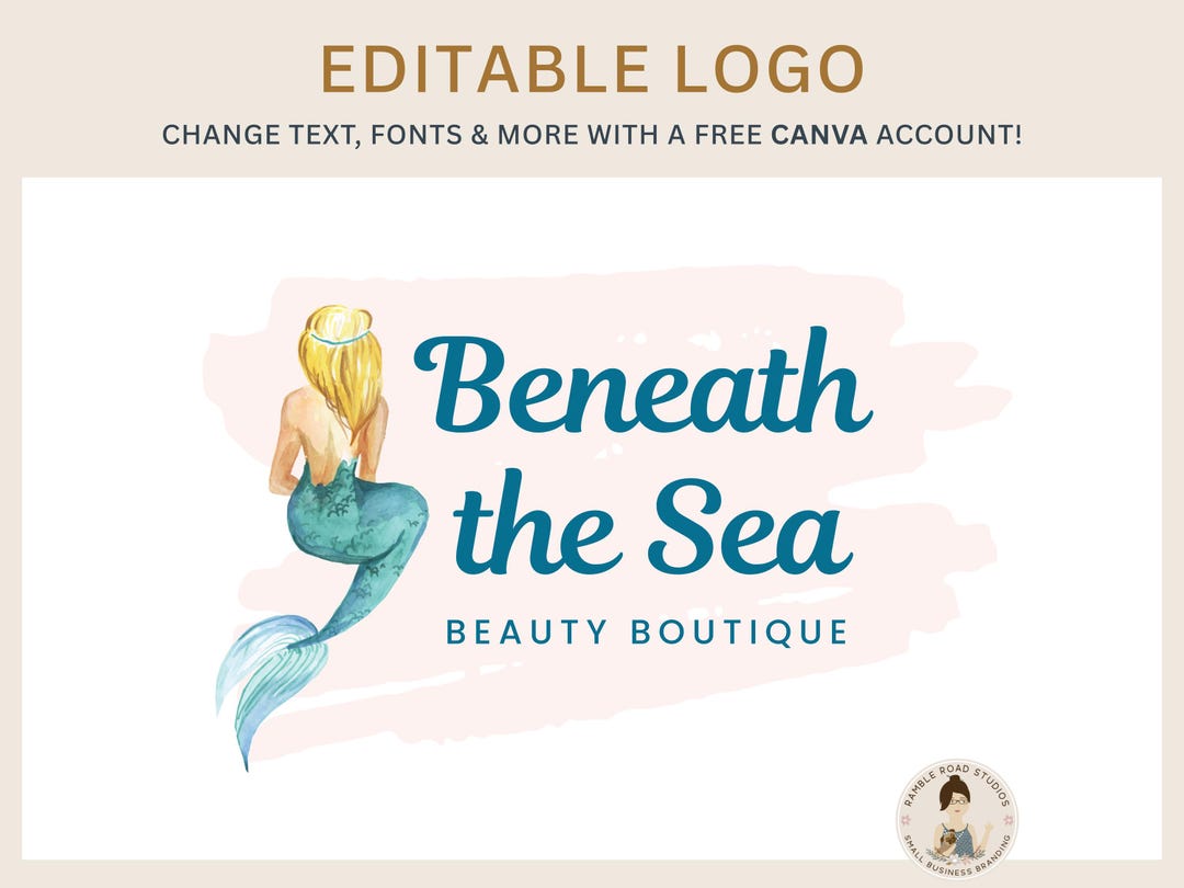 Editable Mermaid Logo Template: DIY Canva Design (instant Download) - Etsy