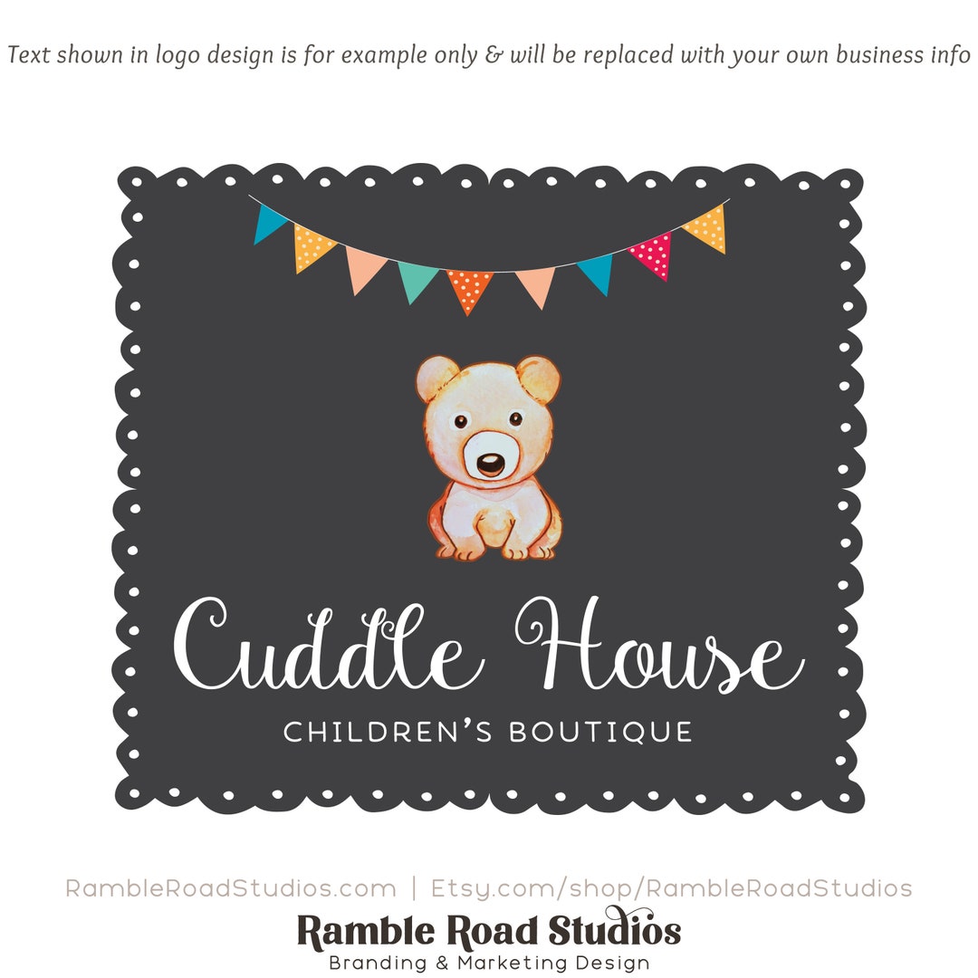 Bear & Bunting Logo Design Web and Print Files Watermarks - Etsy