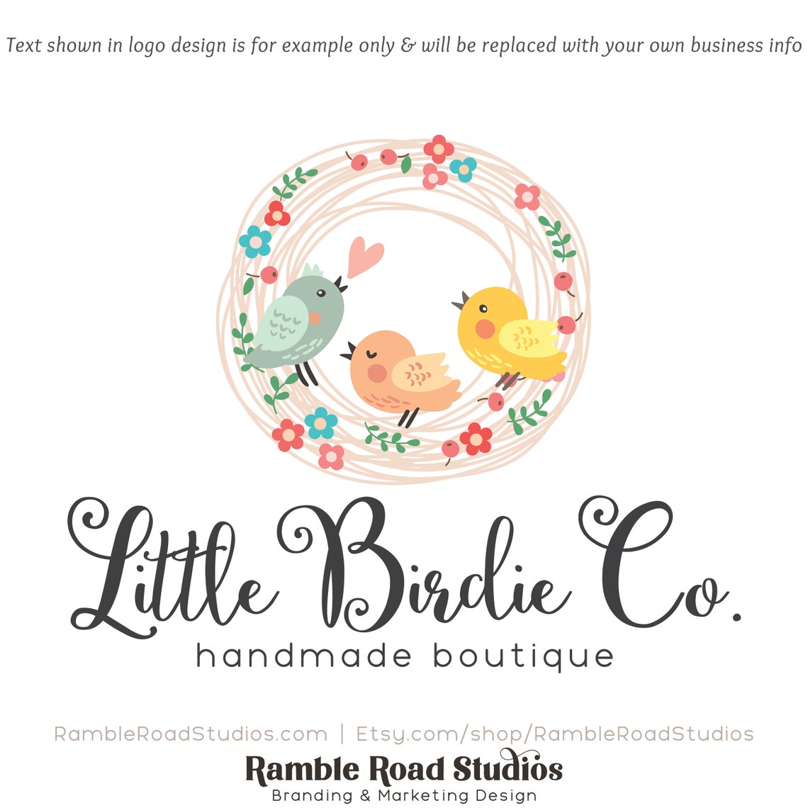 Sweet Birds Logo Design Web & Print Files Watermarks | Etsy