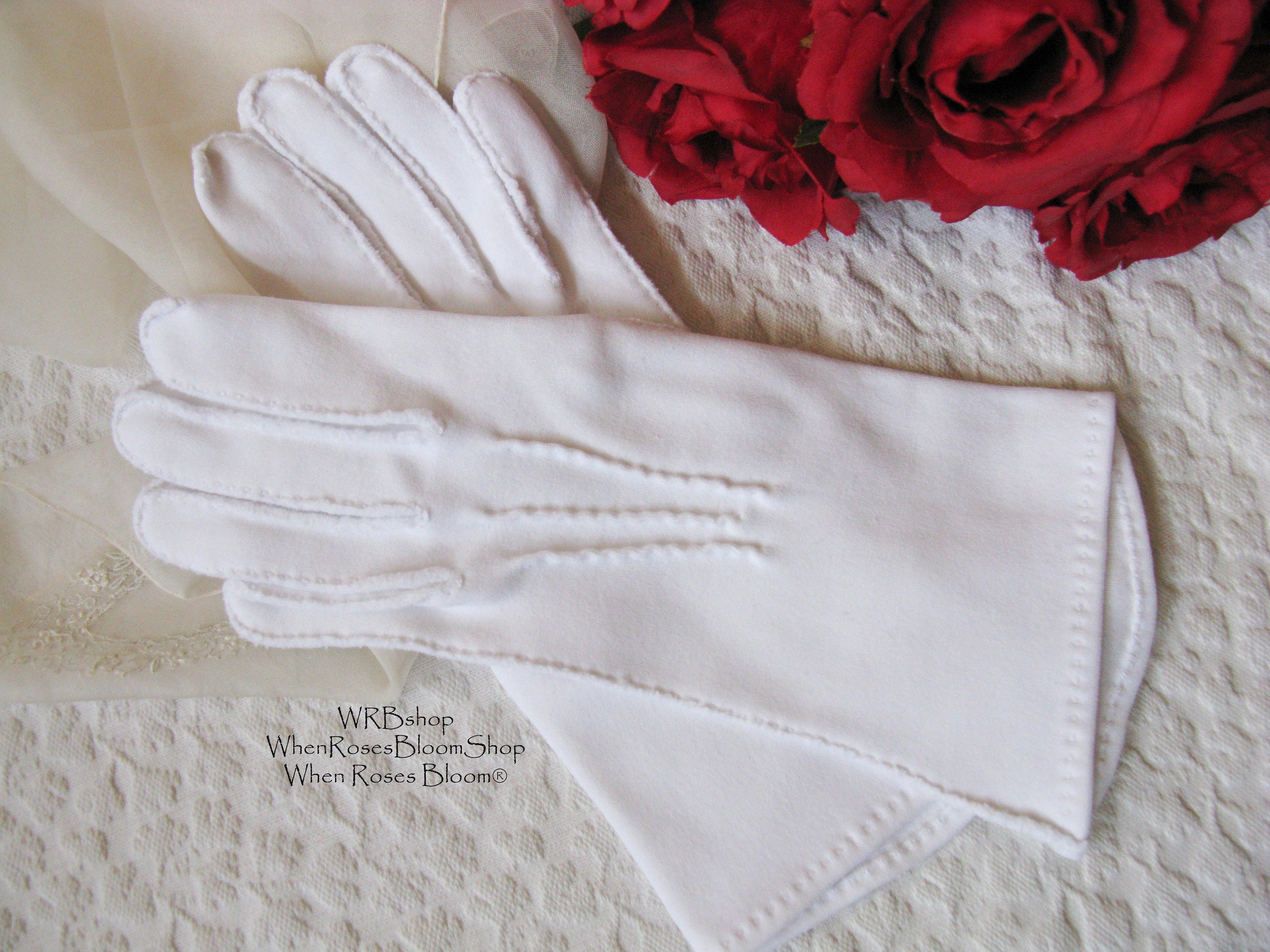 Vintage Fabric Gloves for Tea Party Wedding Bride Bridesmaid Retro Mid ...