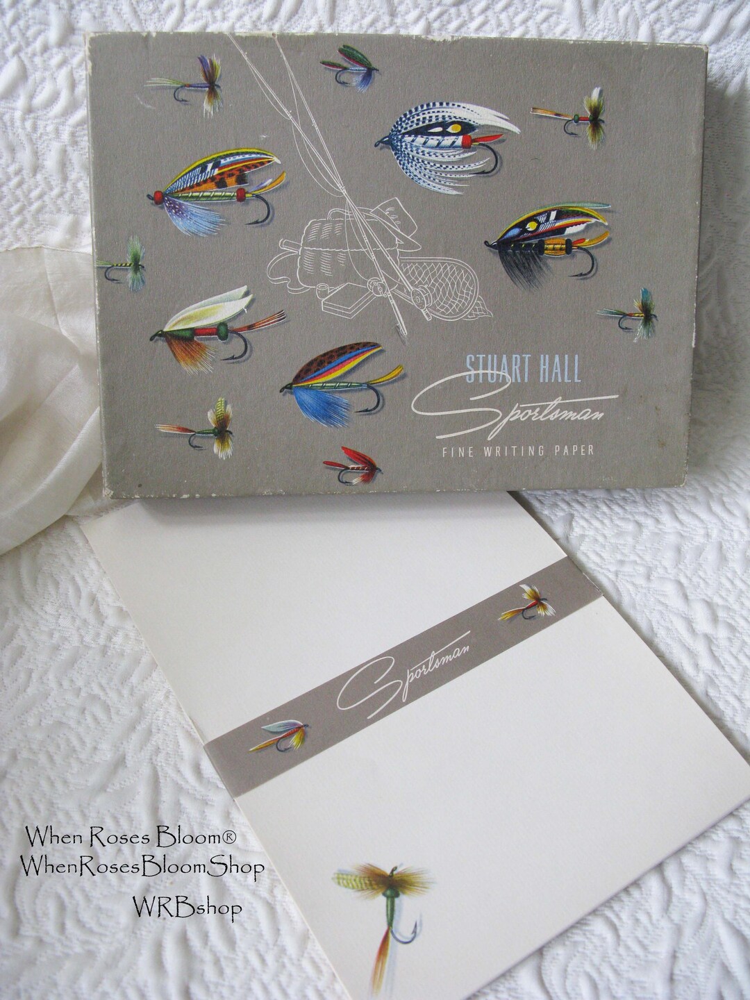 Vintage Stationery Paper Sportsman Fishing Stuart Hall New Unused Retro ...