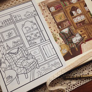 Cozy Library, Coloring Page, Adult Coloring - Etsy