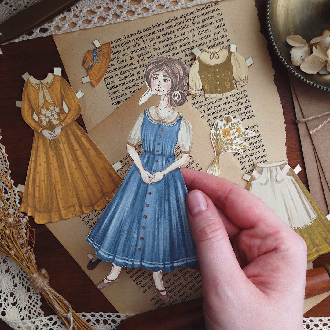 Cottagecore Paper Doll Printable Craft Digital Download - Etsy