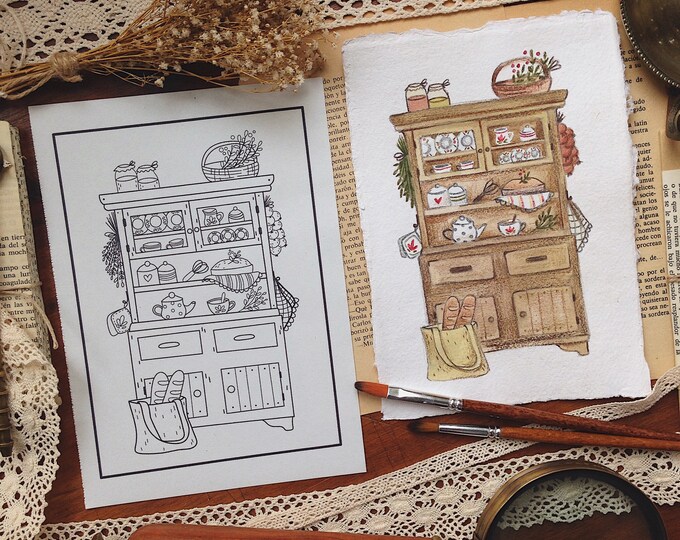 Cozy Buffet I Adult Coloring I Coloring Page - Etsy