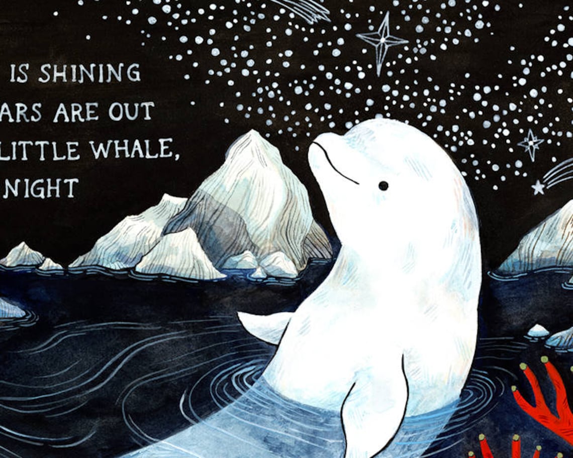 Baby Beluga Whale - Art Print Nursery Decor - Etsy