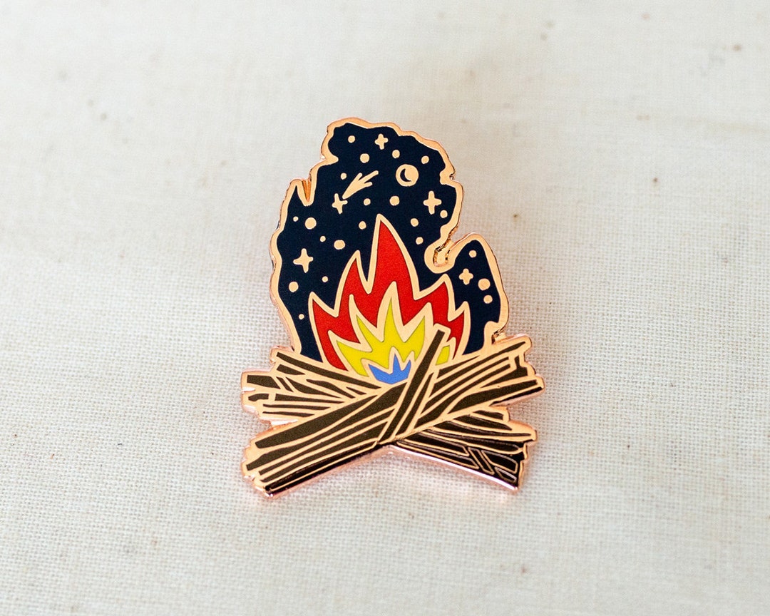 Michigan Campfire Enamel Pin - Lapel Pin - Badge - Etsy