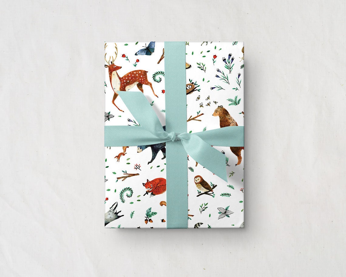 Woodland Animals Gift Wrap Wrapping Paper Sheets - Etsy