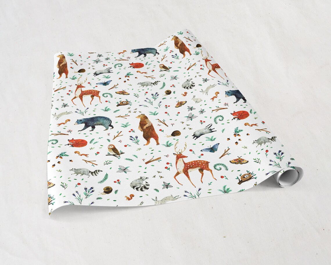 Woodland Animals Gift Wrap Wrapping Paper Sheets - Etsy