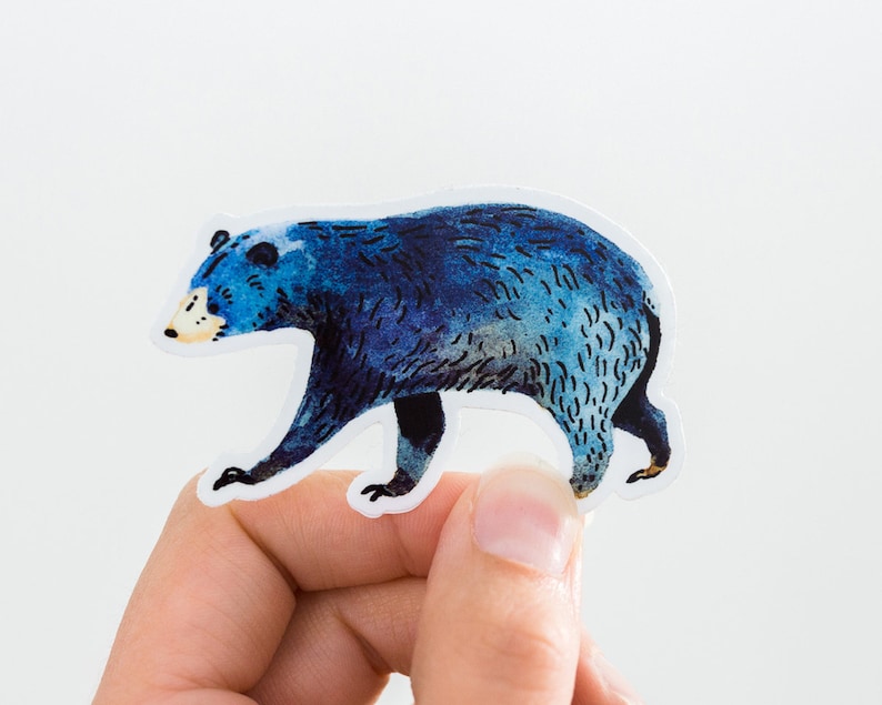 Blue Bear Animal Sticker - Waterproof Vinyl Sticker - Etsy