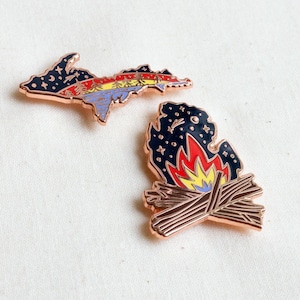 Michigan Campfire Enamel Pin - Lapel Pin - Badge - Etsy