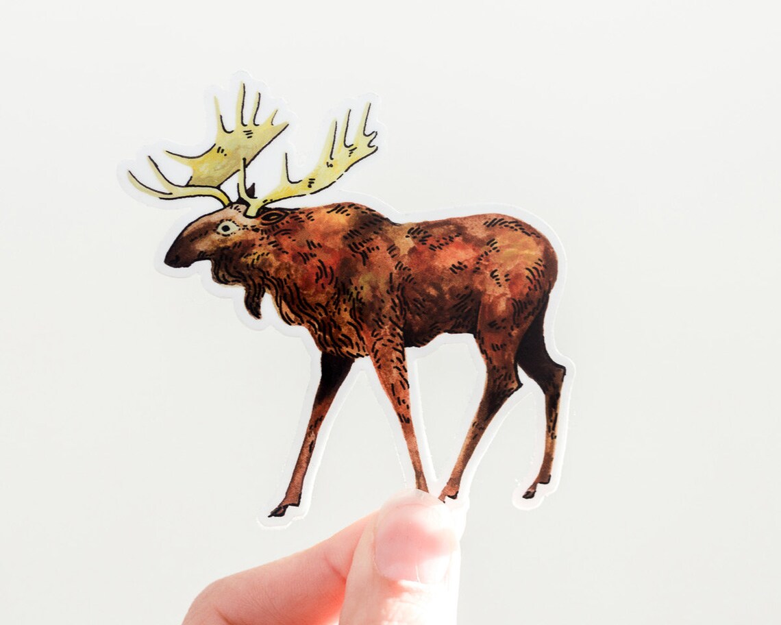 Moose Animal Sticker Waterproof Vinyl Sticker - Etsy