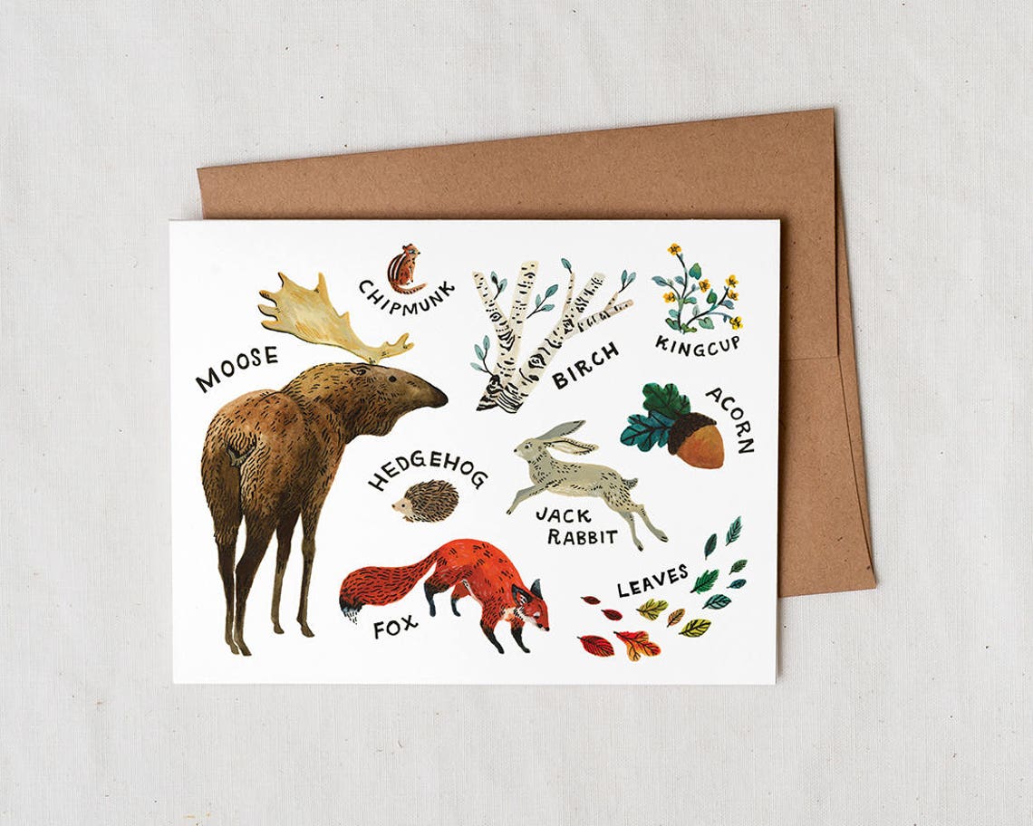 Woodland Animals - Greeting Card - Etsy