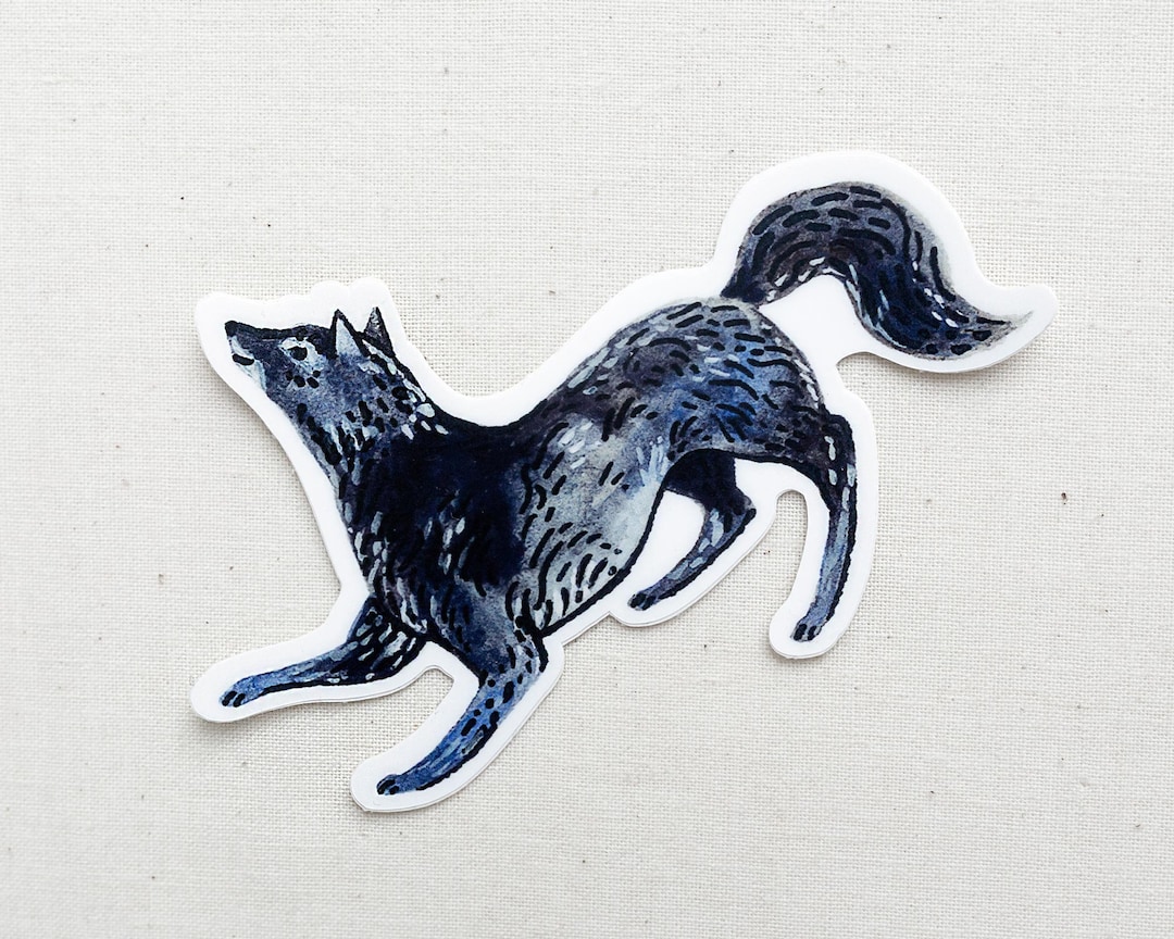 Black Wolf Animal Sticker - Waterproof Vinyl Sticker - Etsy