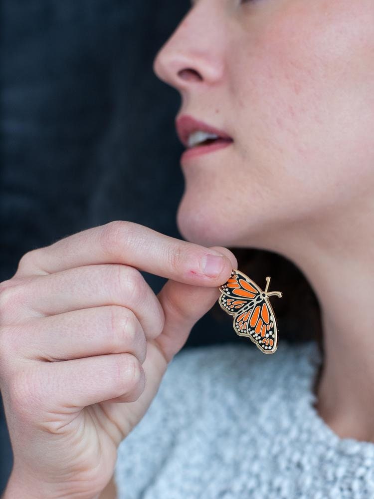 Monarch Butterfly Enamel Pin CHARITY Lapel Pin Badge - Etsy Canada