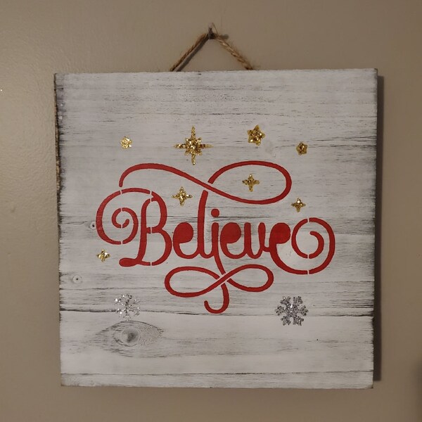 Outdoor Hanging Believe Sign - Etsy