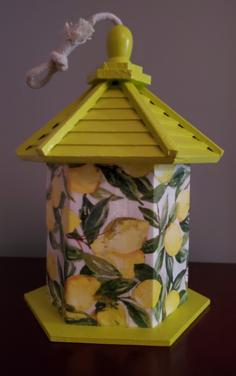 Lemons Decorative Gazebo Birdhouse With Decoupage & Hand - Etsy