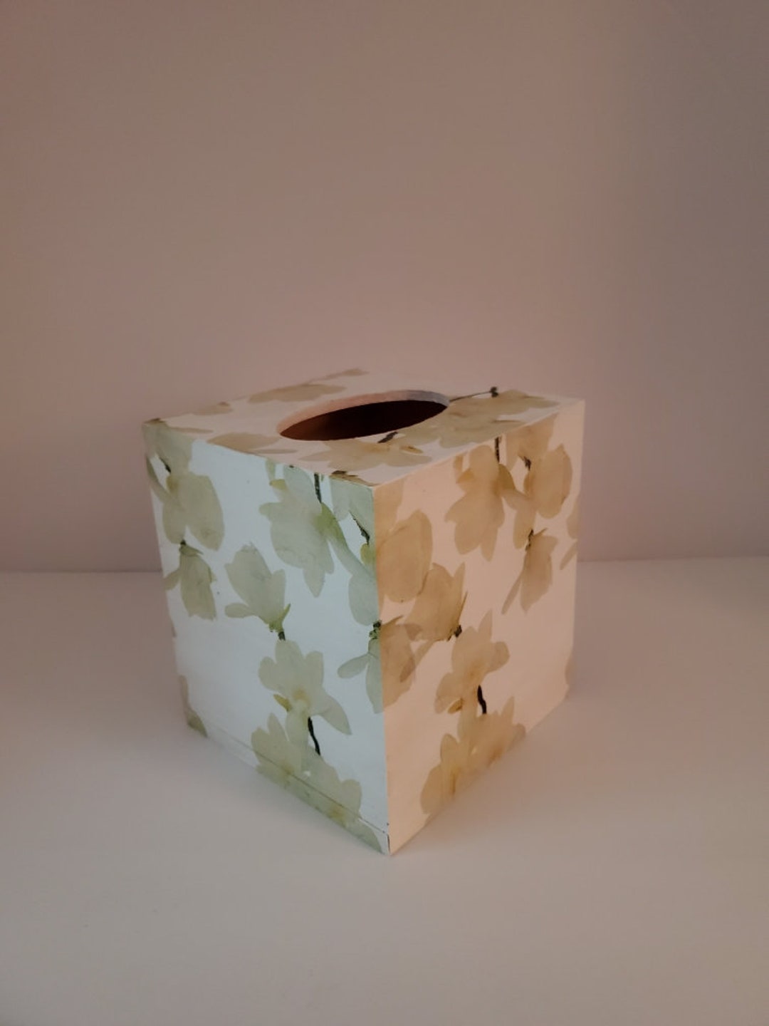 Magnolia Wooden Tissue Box Cover - Etsy
