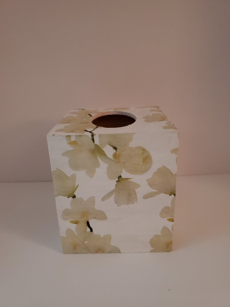 Magnolia Wooden Tissue Box Cover - Etsy