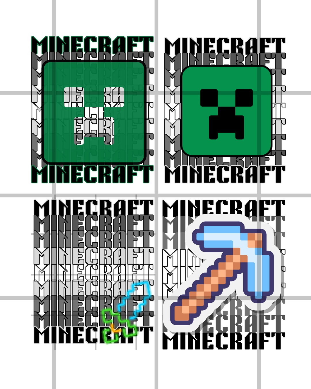 MINECRAFT PNG Bundle - Sword - Creeper - Etsy