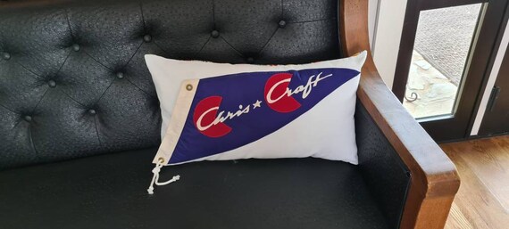 Chris Craft Flag Nautical Pillow Made From Vintage Chris - Etsy