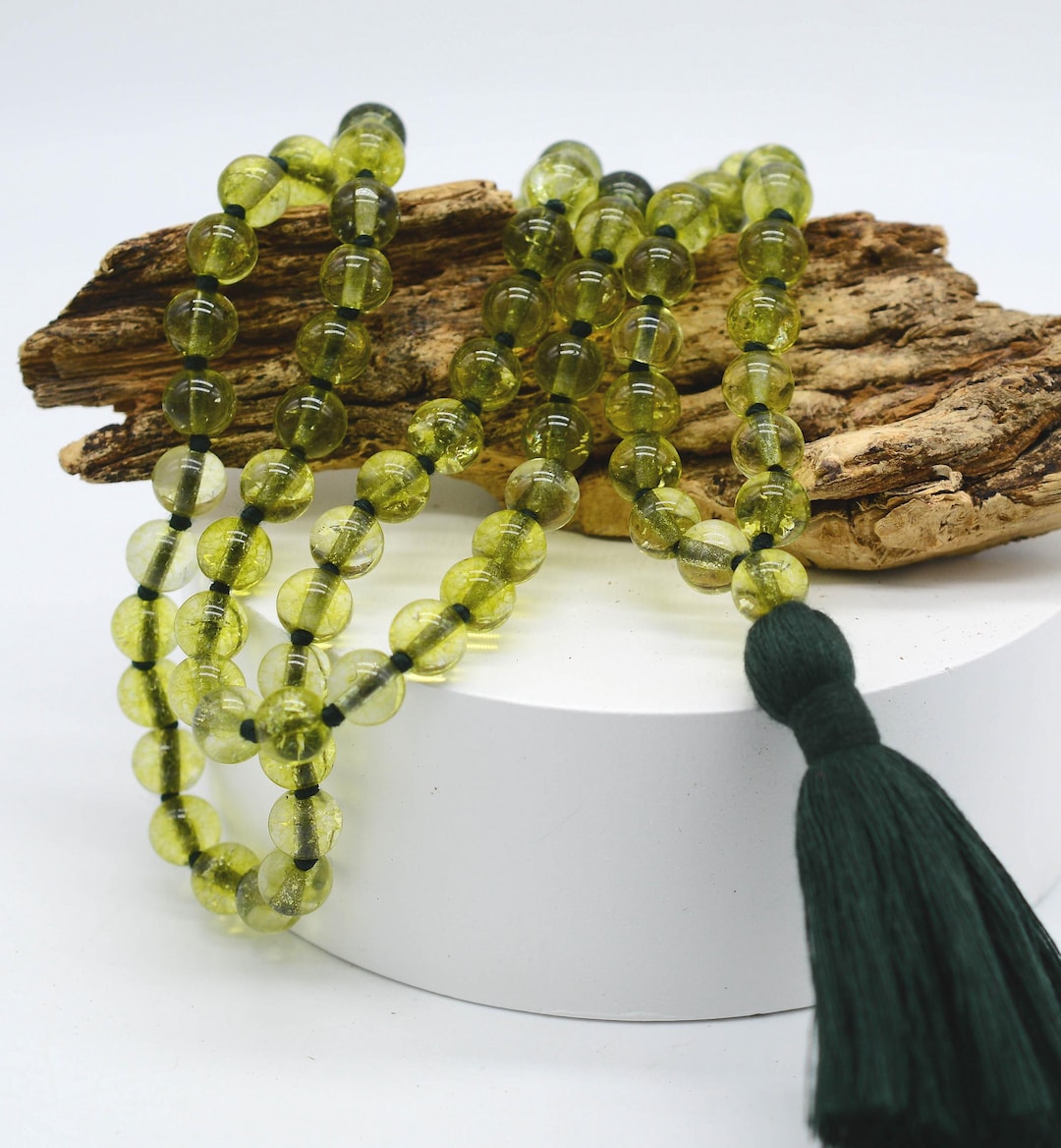 Natural Peridot Mala Beads - Etsy UK