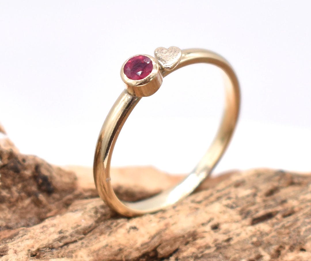 Gold Ruby Heart Ring: Unique Handmade Natural Gemstone Jewellery - Etsy