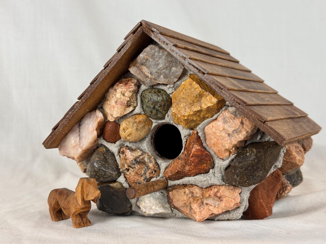 Large Chalet Decorative Rock Birdhouse - Etsy