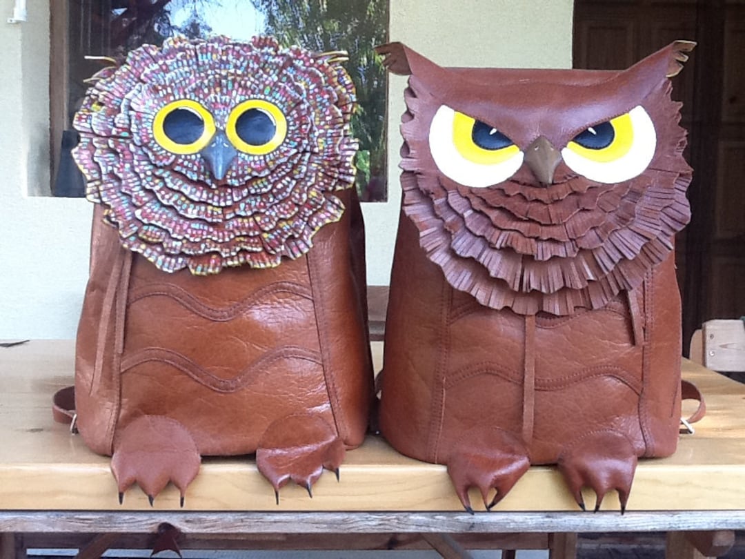 Owl Handmade Leather Rucksack - Etsy
