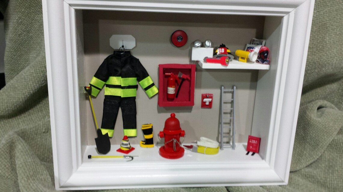 Firefighter Miniature Shadow Box - Etsy