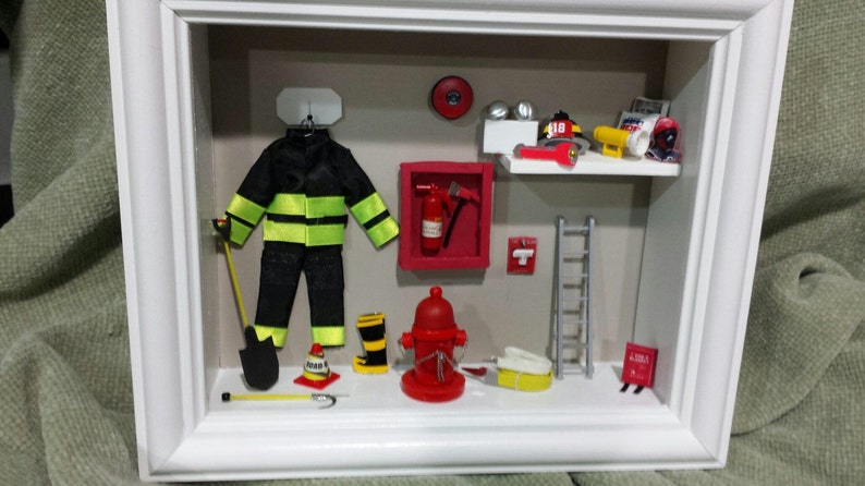Firefighter Miniature Shadow Box - Etsy